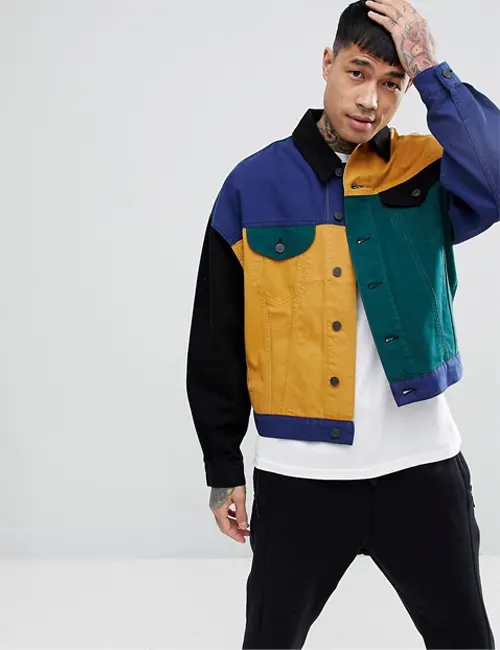 Color Block Denim Jacket - Vanquishe