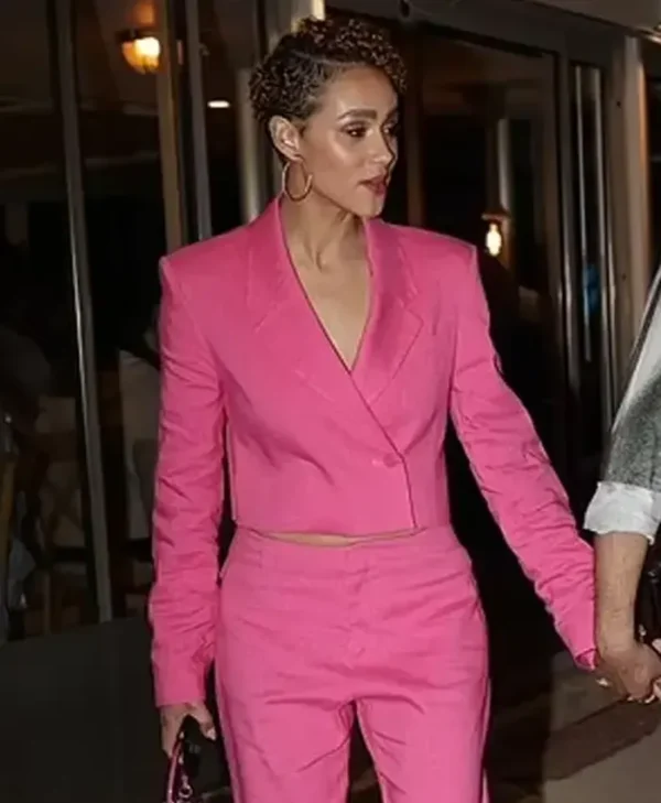Megalopolis Premiere 2024 Nathalie Emmanuel Pink Suit