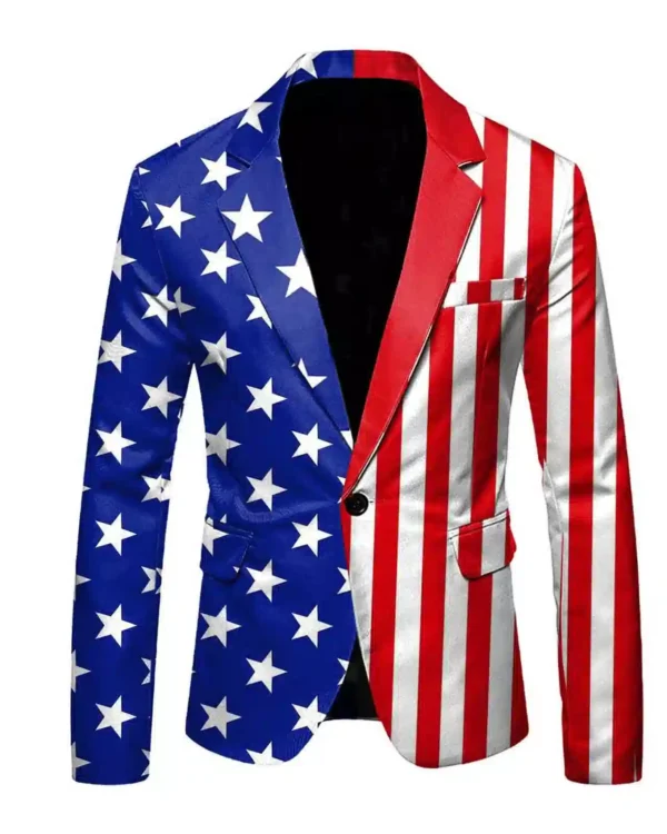 Shop Independence Day July 4th One Button Closure Suit Jacket Vanquishe