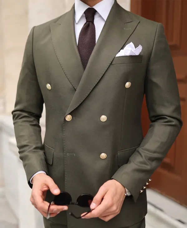 Mens Military Green Two Piece Suit - Green Suit For Mens