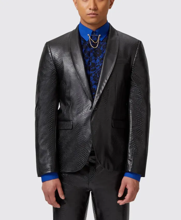 Mens Trinity PU Leather Snakeskin Suit