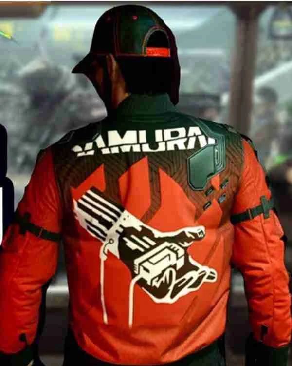 Shop Samurai Cyberpunk 2077 Orange Leather Jacket
