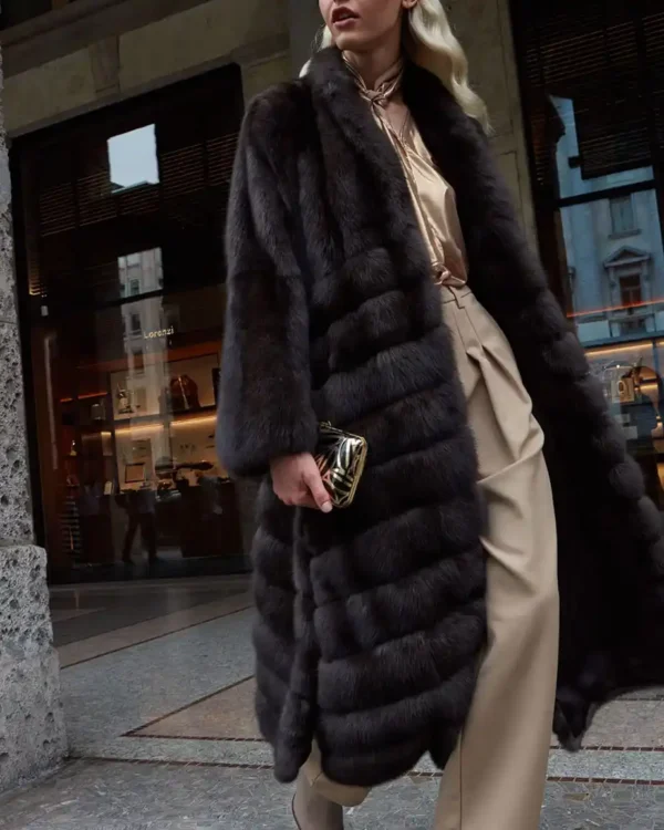 Shop Alice Long Dark Sable Fur Coat - Vanquishe