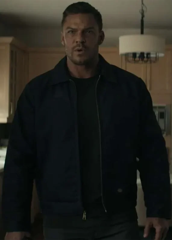 Shop Alan Ritchson Reacher S02 Black Leather Jacket - Vanquishe
