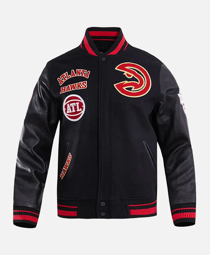 Shop Atlanta Hawks Black And Red Varsity Jacket For Mens - VJ