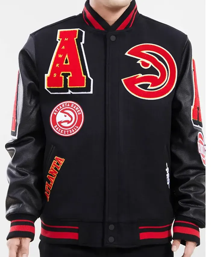 Shop Atlanta Hawks Letterman Full Snap Jacket For Mens- VJ