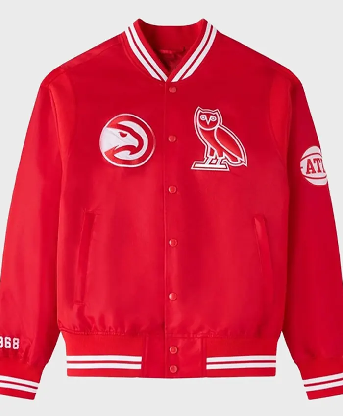 Buy Atlanta Hawks Red Full Snap Varsity Jacket