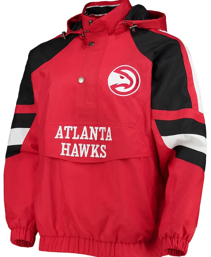 Shop Atlanta Hawks Starter Bomber Hooded Jacket For Mens- VJ