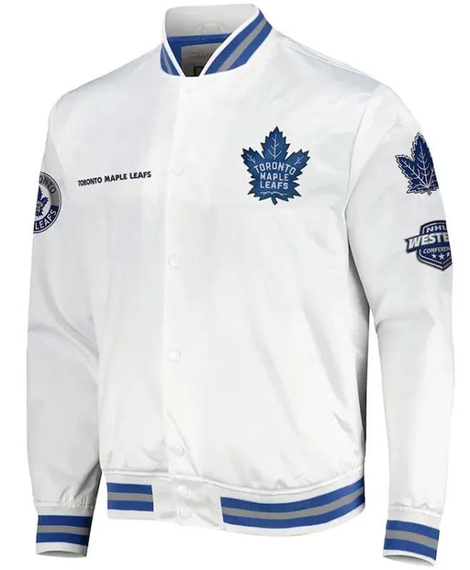 Hazle Toronto Maple Leafs Hometown White Satin Jacket - Vanquishe