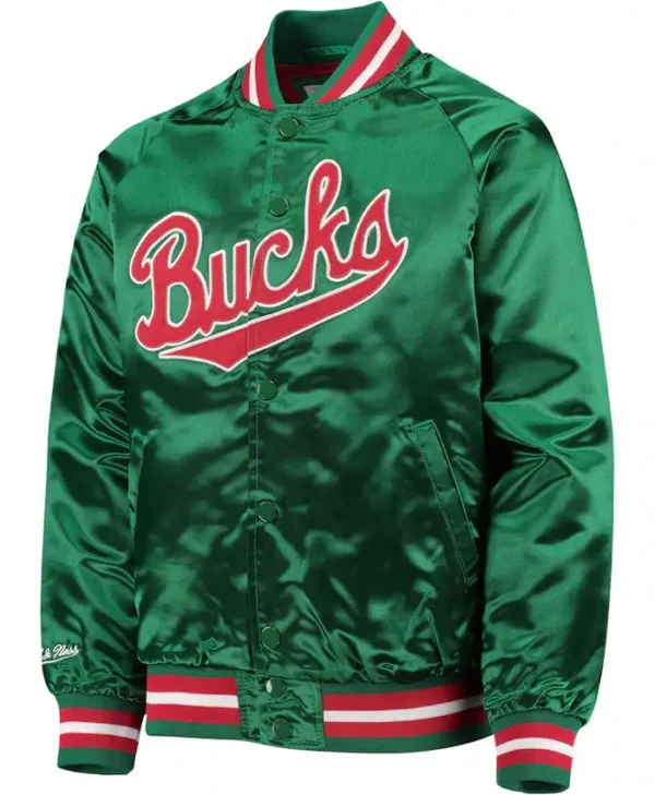 Shop Milwaukee Bucks Green And Red Bomber Jacket - Vanquishe