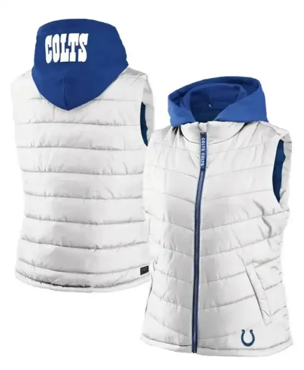Tierra Mohr Indianapolis Colts Puffer Hooded Vest - Vanquishe