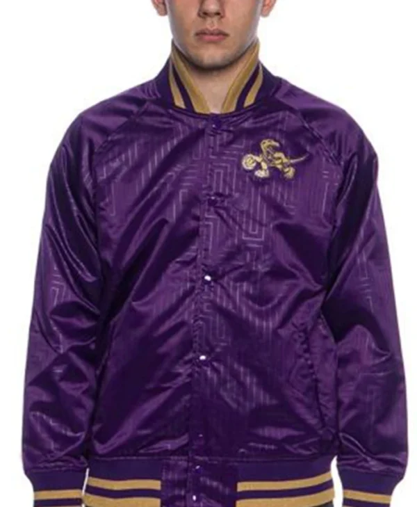 Toronto Raptors Purple Satin Bomber Jacket for Men and Women - Vanquishe