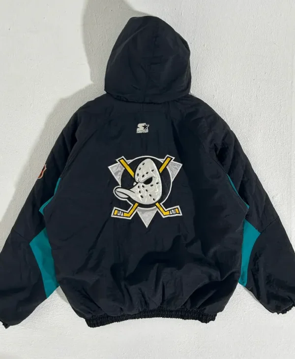 Anaheim Ducks Black Vintage Bomber Jacket - Vanquishe