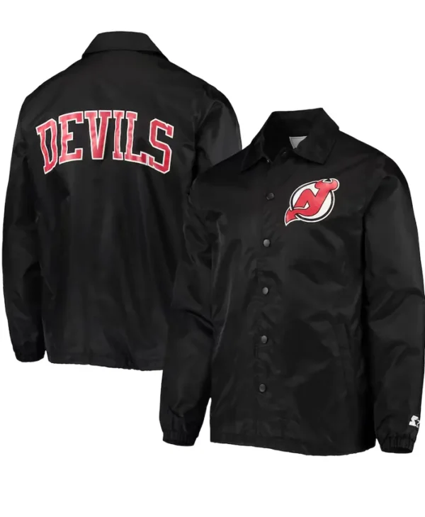 Devils Black Starter Full Snap Bomber Jacket - Vanquishe
