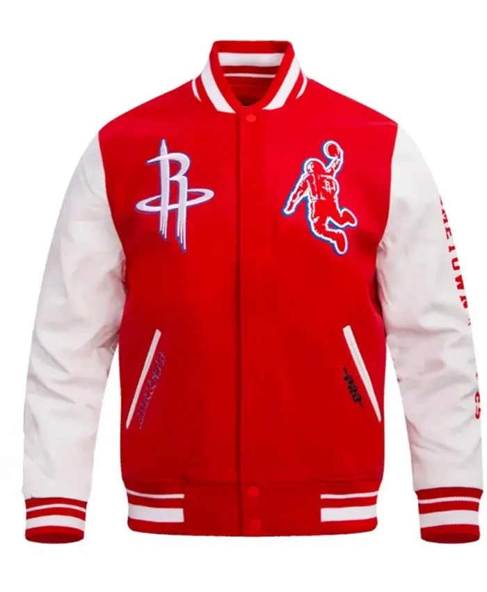 Shop Houston Rockets Red And White Wool Varsity Jacket - Vanquishe