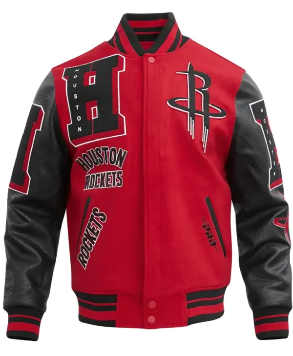 Shop Houston Rockets Varsity Wool Full Snap Jacket - Vanquishe