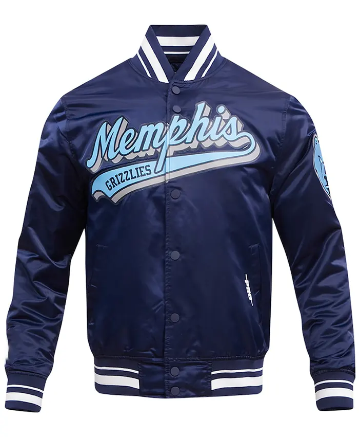 Shop Memphis Grizzlies Navy Blue Satin Jacket For Mens- VJ