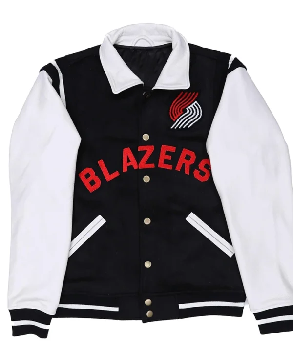 Shop Portland Trail Blazers Black and White Bomber Jacket - Vanquishe