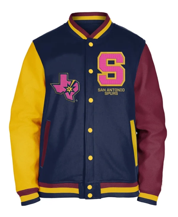 Shop San Antonio Spurs Letterman Full Snap Varsity Jacket - Vanquishe