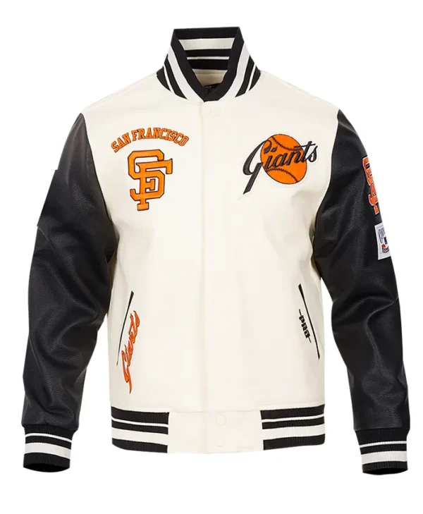 Buy San Francisco Giants White Black Varsity Jacket For Mens- VJ