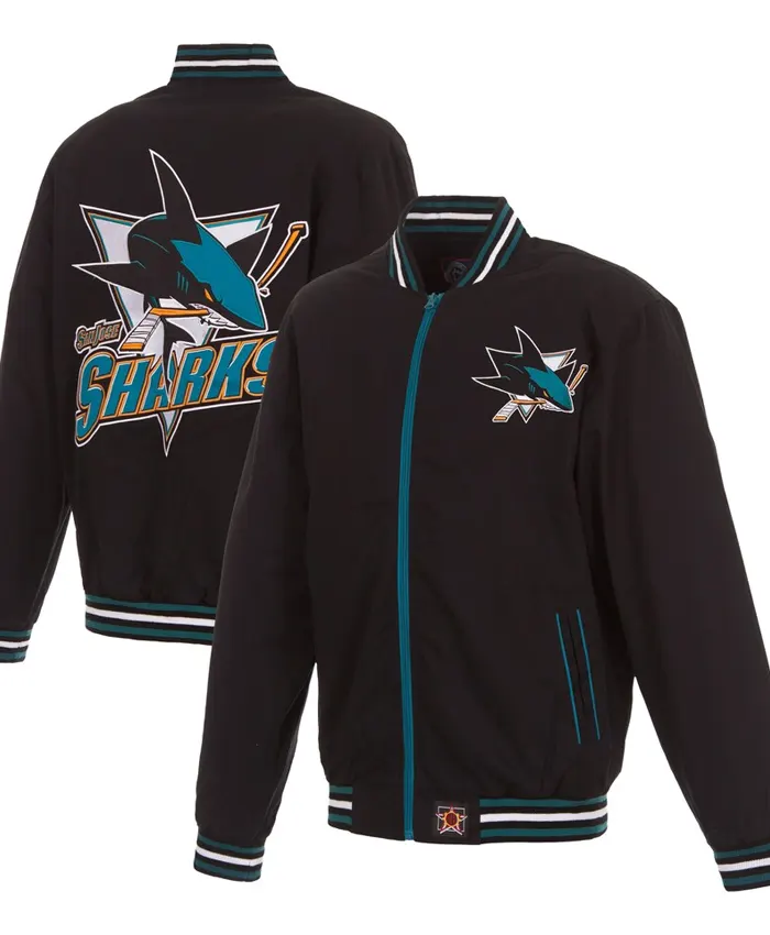 Sharks Black Bomber Zipper Jacket - Vanquishe