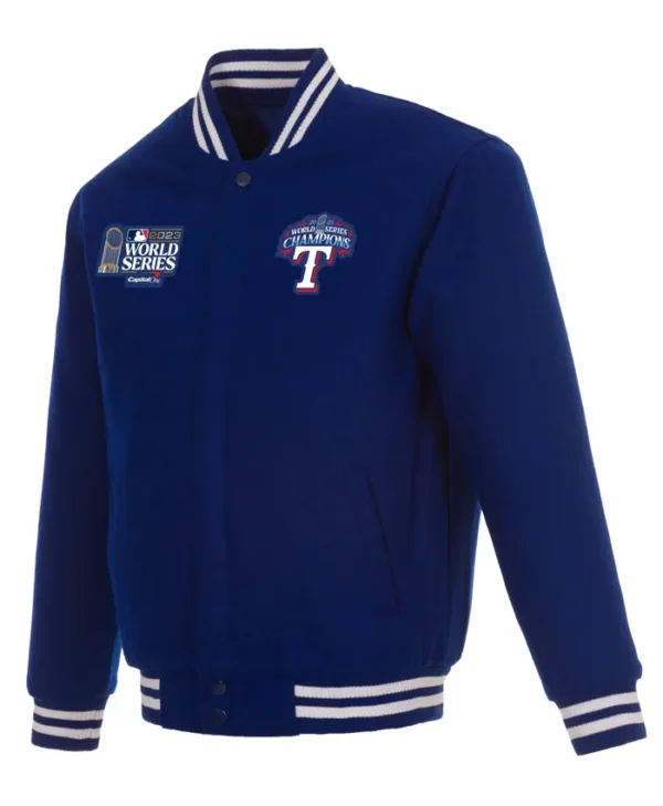 Texas Rangers Navy Blue Championship Bomber Jacket - Vanquishe