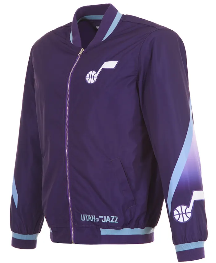 Shop Utah Jazz Purple Bomber Full Zipper Jacket For Mens- VJ