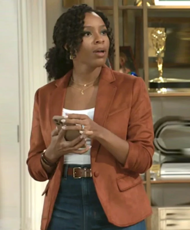 Beyond the Gates S01 Arielle Prepetit Brown Suede Blazer