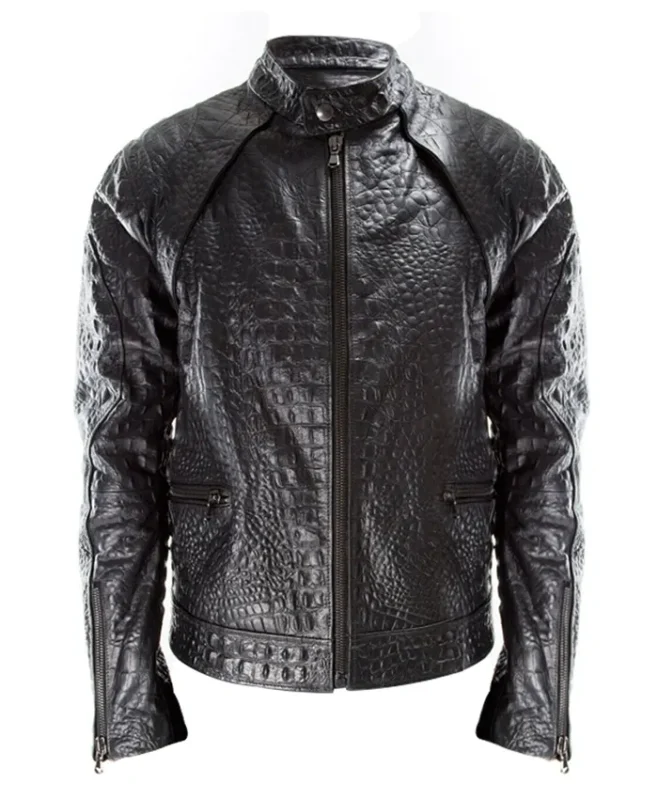 Shop Jemin Genuine Black Leather Textured Jacket - Vanquishe
