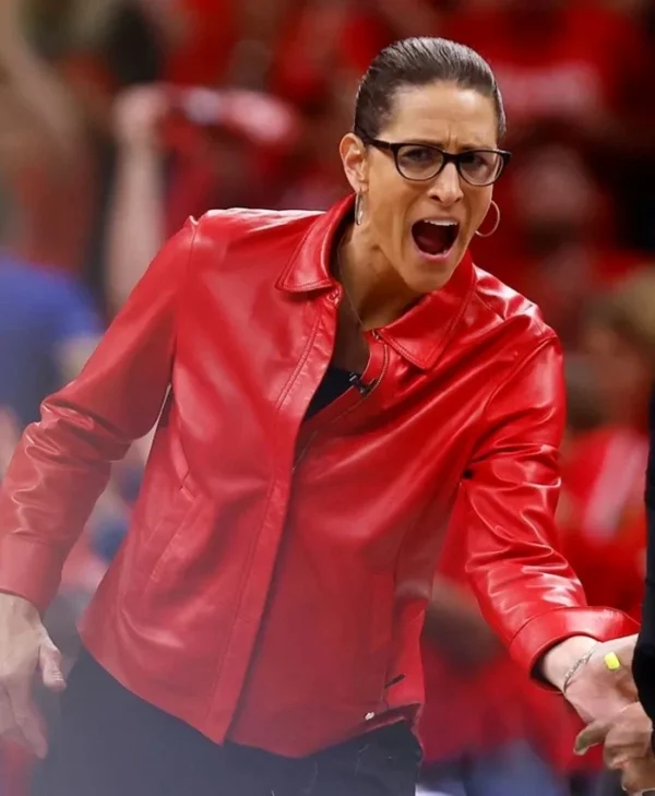 Stephanie White WNBA 2025 Red Leather Jacket