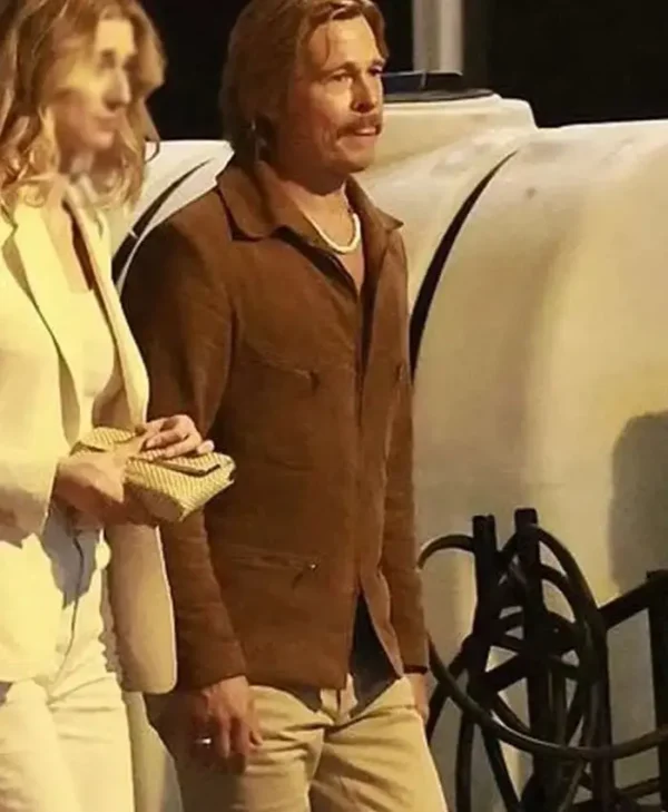 Brad Pitt The Adventures of Cliff Booth Suede Jacket For Sale