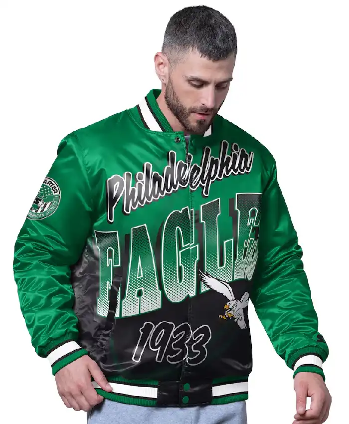 Starter Philadelphia Eagles Retro Pass Rush Varsity Jacket - Sale